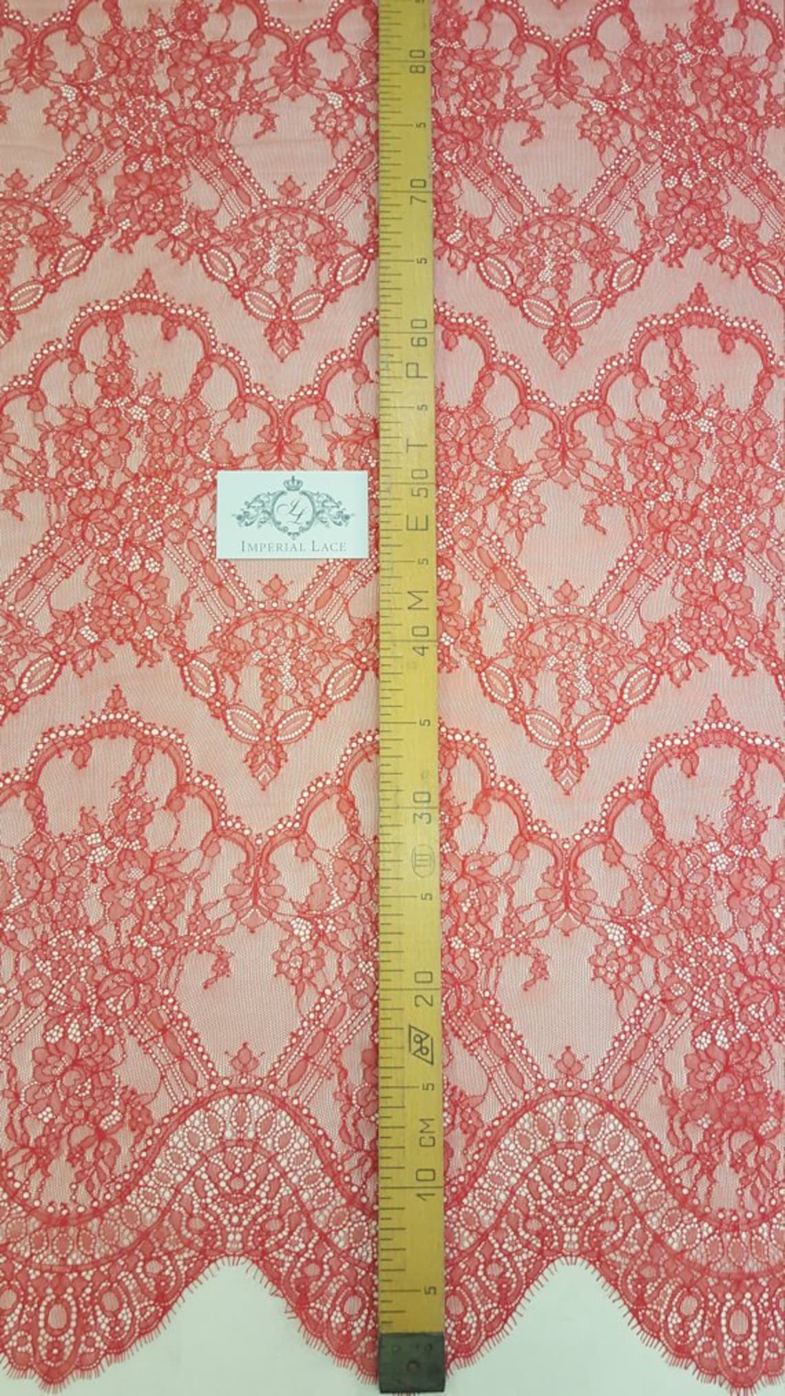 Red Lace Fabric Embroidered Lace French Lace Wedding Lace - Etsy