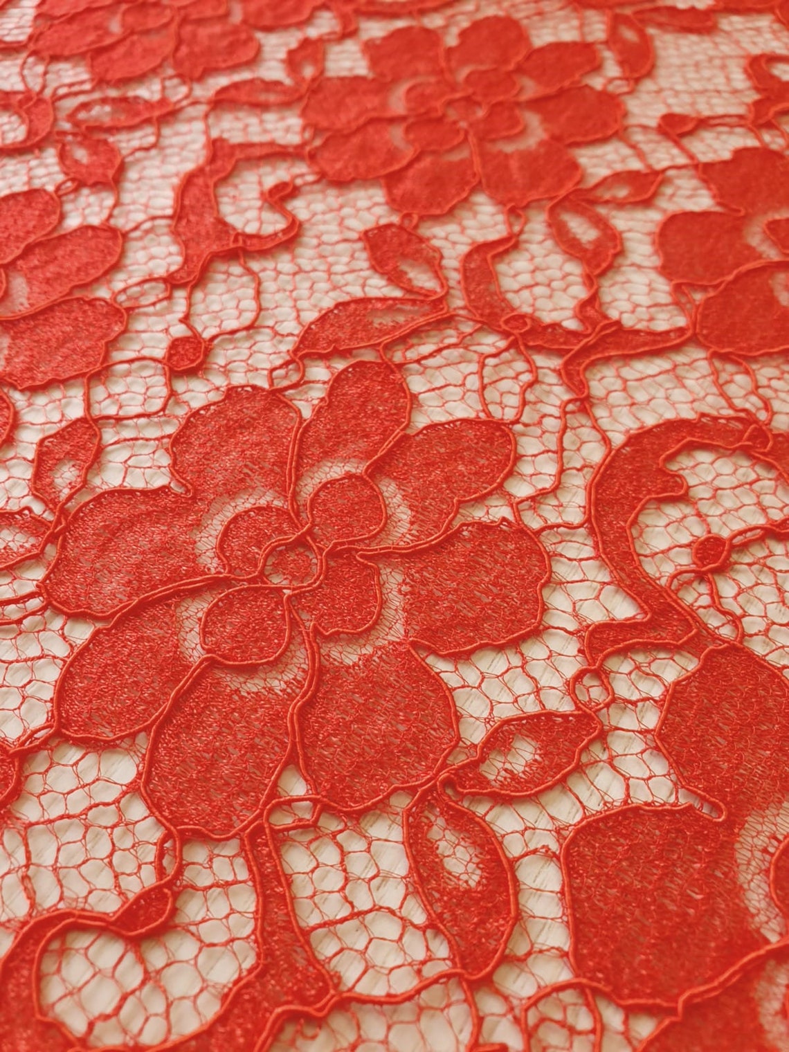 Red Lace Fabric Embroidered Lace French Lace Wedding Lace - Etsy