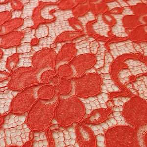 Red Lace Fabric Embroidered Lace French Lace Wedding Lace Bridal Lace ...