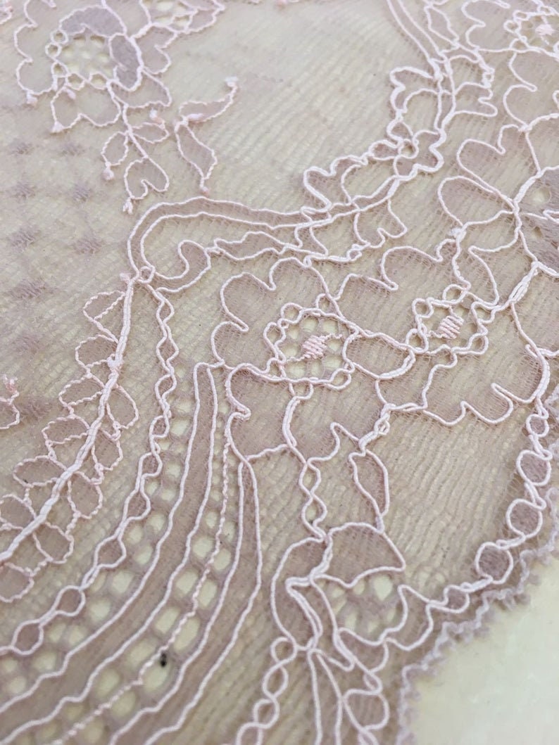 Light Pink Lace Trim Old Rose French Lace Chantilly Lace Gown - Etsy