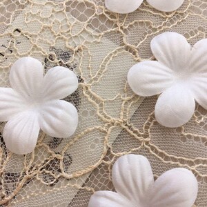 White Bridal Fabric Flowers, Bridal Fabric, Flowers, Hair Pins, Hair ...