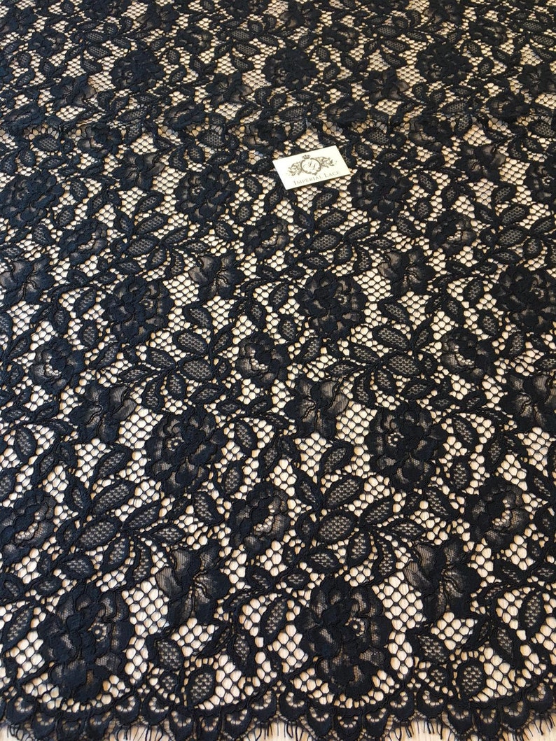Navy Blue Lace Fabric Embroidered Lace French Lace Wedding - Etsy