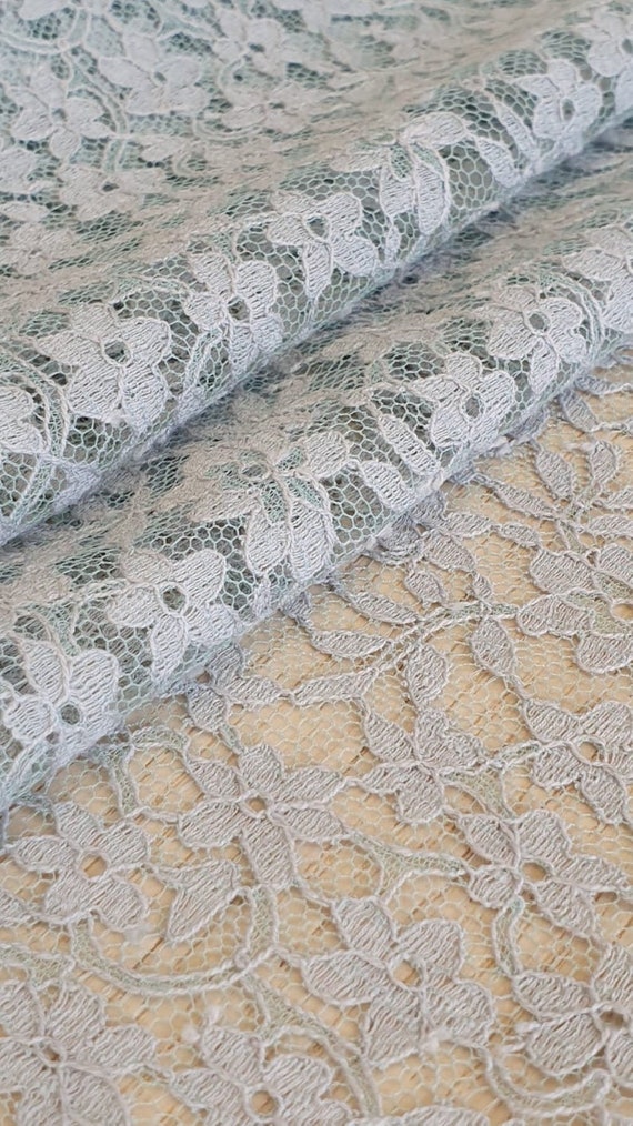 Gray Lace Fabric French Lingerie Lace Bridal Lace Blue Shade | Etsy