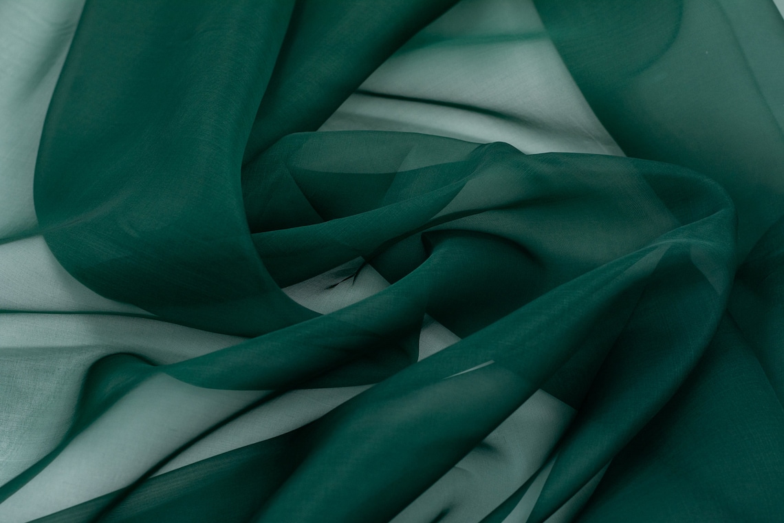 Organza de seda verde tela organza de seda pura tela de seda | Etsy