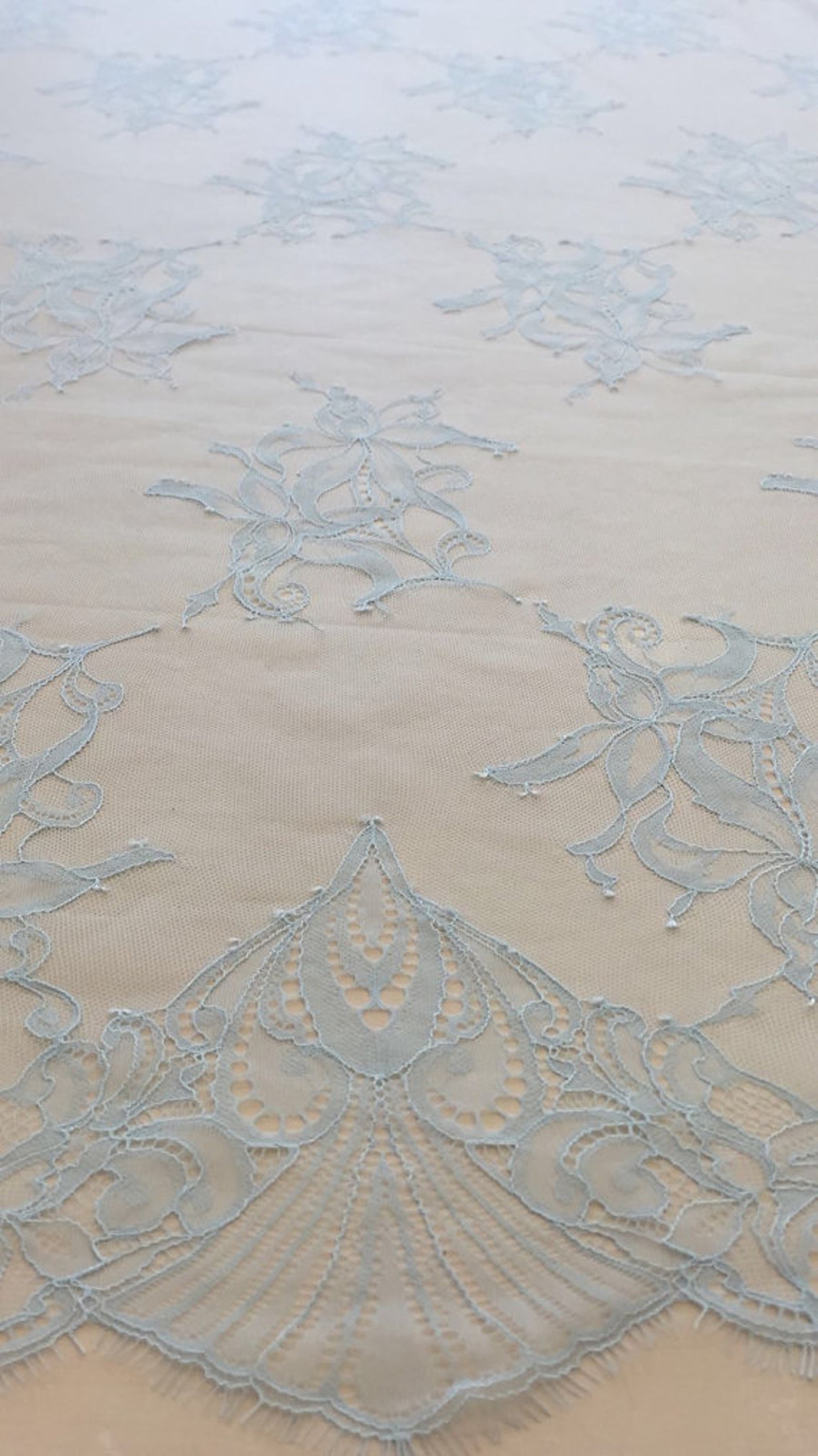 Blue lace fabric Embroidered lace French Lace Wedding Lace | Etsy