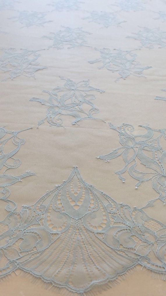 Blue Lace Fabric, Embroidered Lace, French Lace, Wedding Lace, Bridal ...
