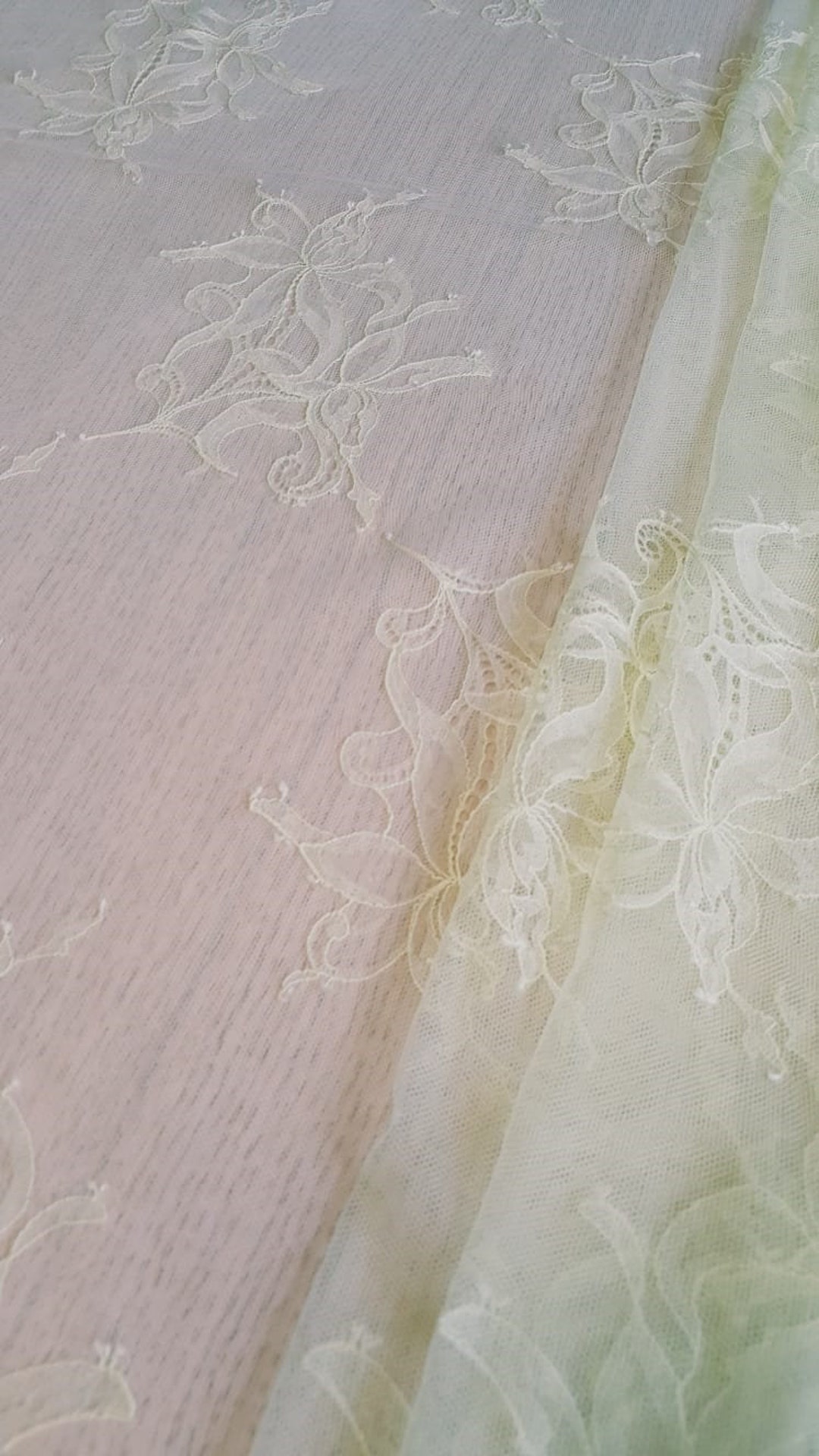 Yellow Embroidered Chantilly Lace Fabric: Bridal Wedding Veil Lace - Etsy