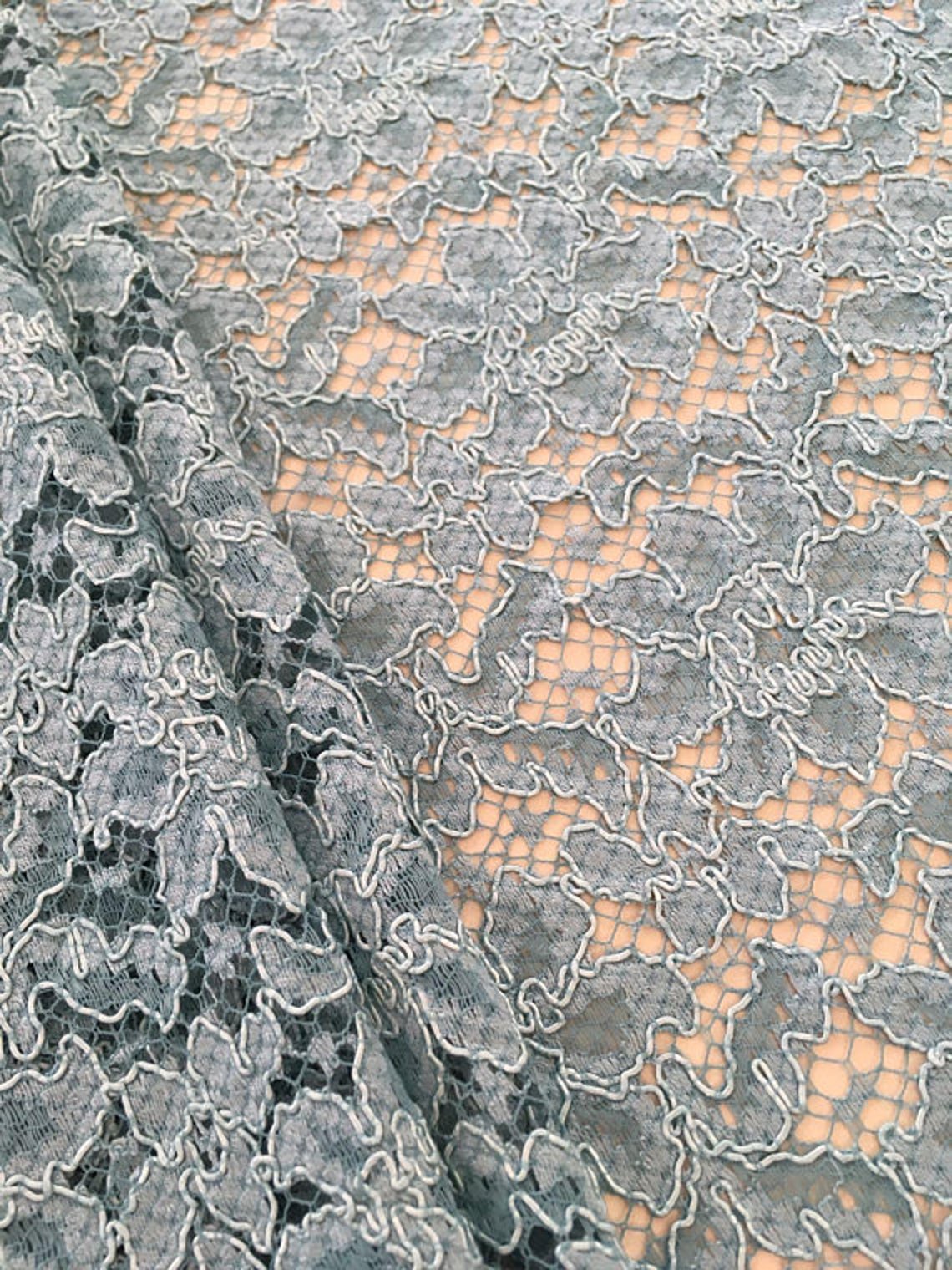 Blue Lace Fabric French Lace Embroidered Lace Wedding Lace | Etsy