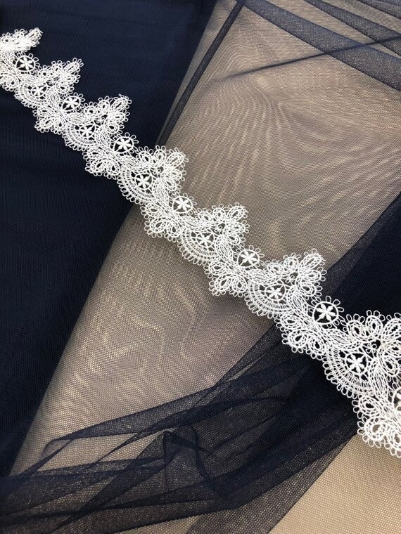 Dark Blue Tulle Fabric Lingerie Blue Net Blue Net Fabric | Etsy