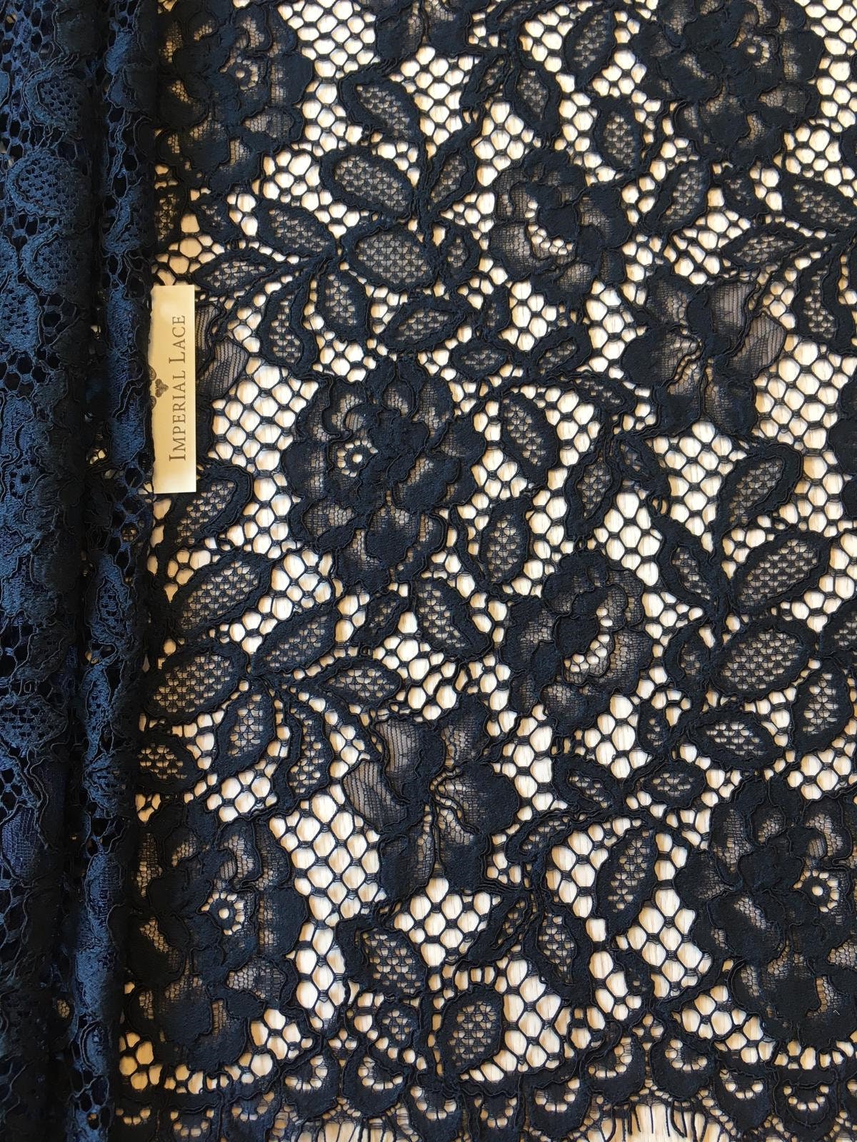 Navy Blue Lace Fabric Embroidered Lace French Lace Wedding - Etsy