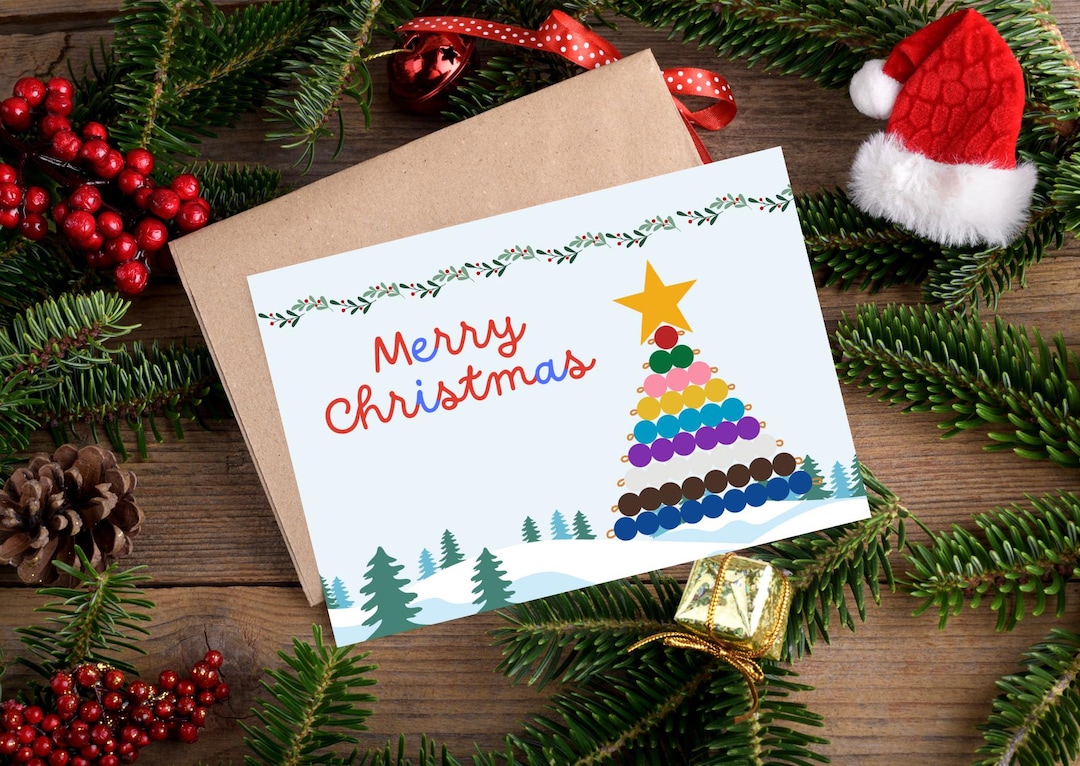 Montessori Inspired Christmas Holiday Greetings Postcard With Beads ...