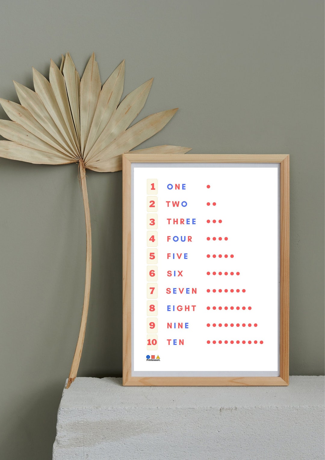 Montessori Printable Nursery Poster Wall Art Decoration Numbers 1 to 10 ...