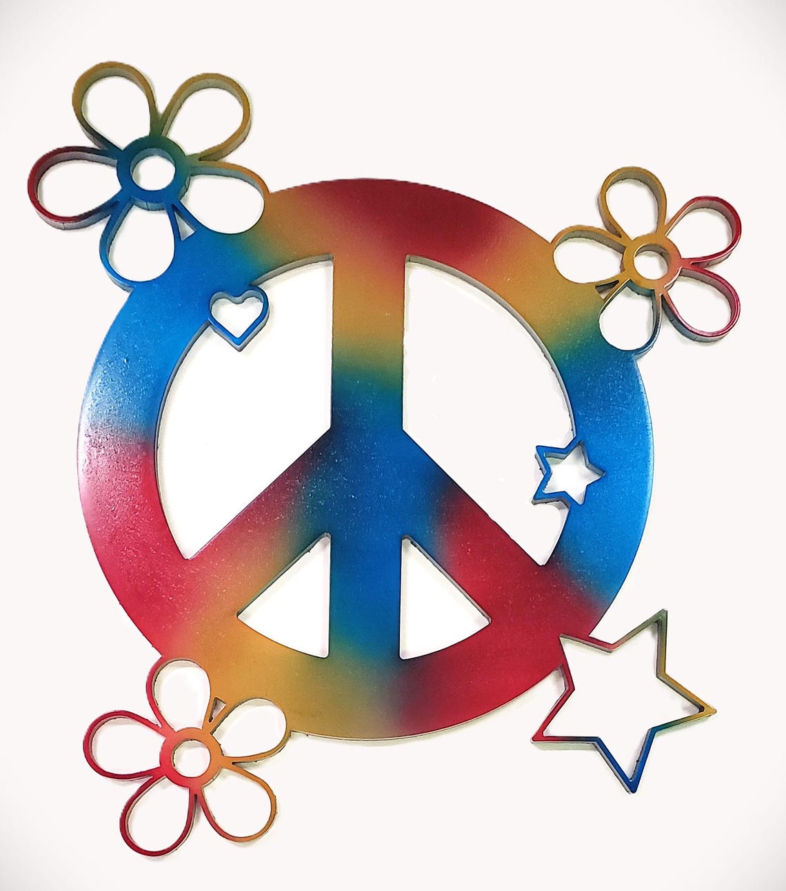 Hippie "tie Dye" Metal Peace Sign Wall Art - Etsy