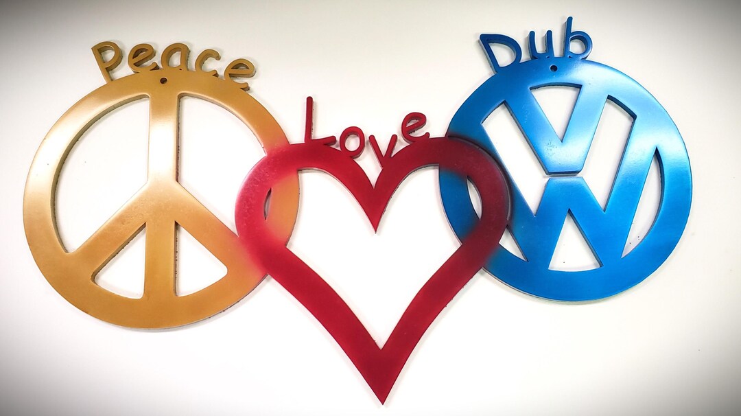 Peace Love Dub Peace Heart VW Metal Wall Art - Etsy