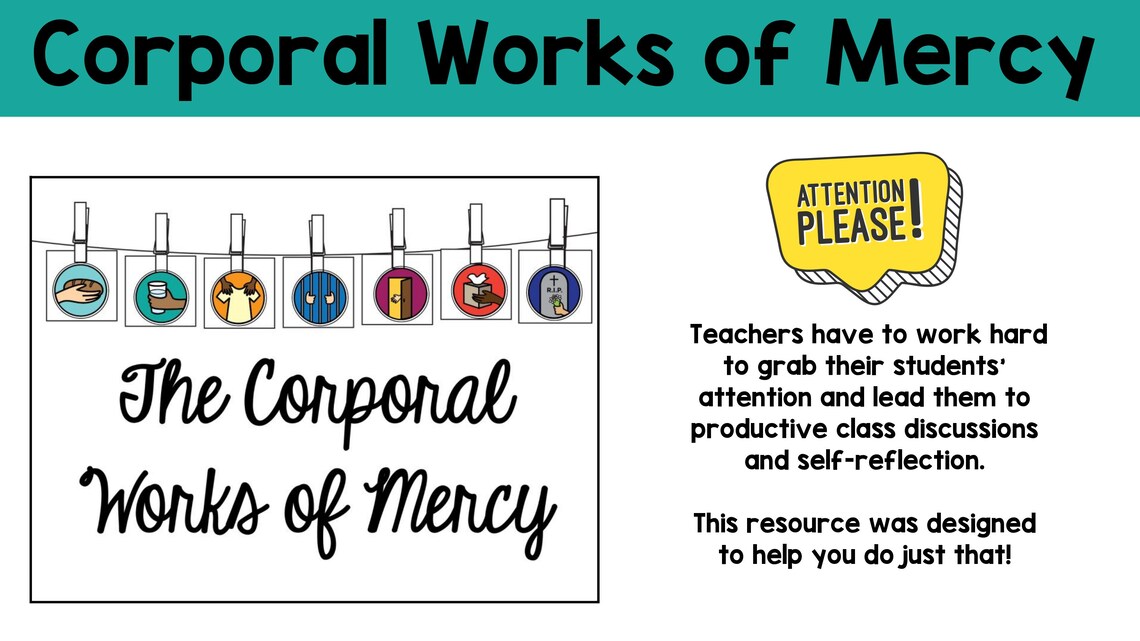Catholic Corporal Works of Mercy Presentation & Graphic Organizer-lent ...