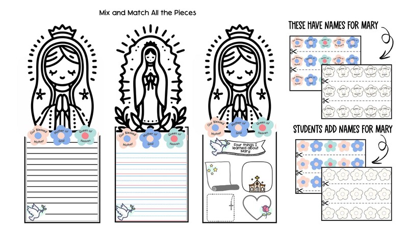 Catholic Mary Writing Activity: Bulletin Board Kit (digital Download ...