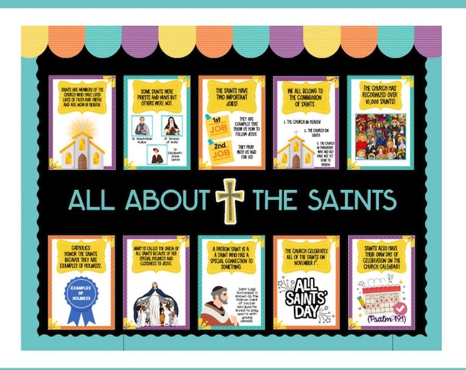 Catholic Saints Bulletin Board Template, All Saints' Day Research ...