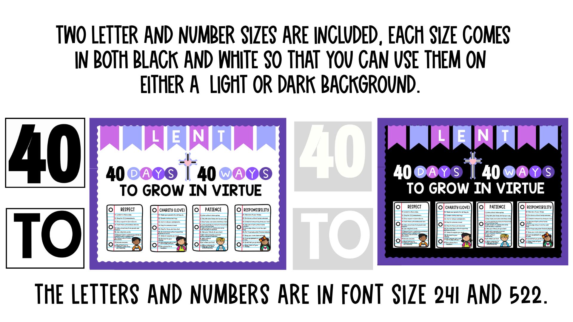 T Bulletin Board: 40 Days & 40 Ways to Grow in Virtue - Etsy