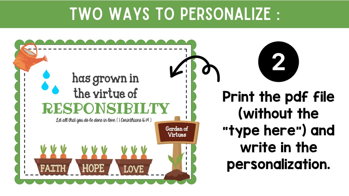 Editable Virtue Awards Christian: Growing in Virtue - Etsy