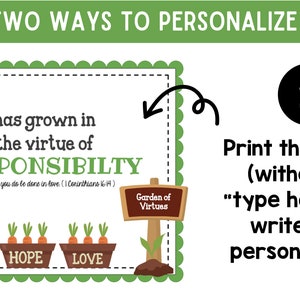 Editable Virtue Awards Christian: Growing in Virtue - Etsy