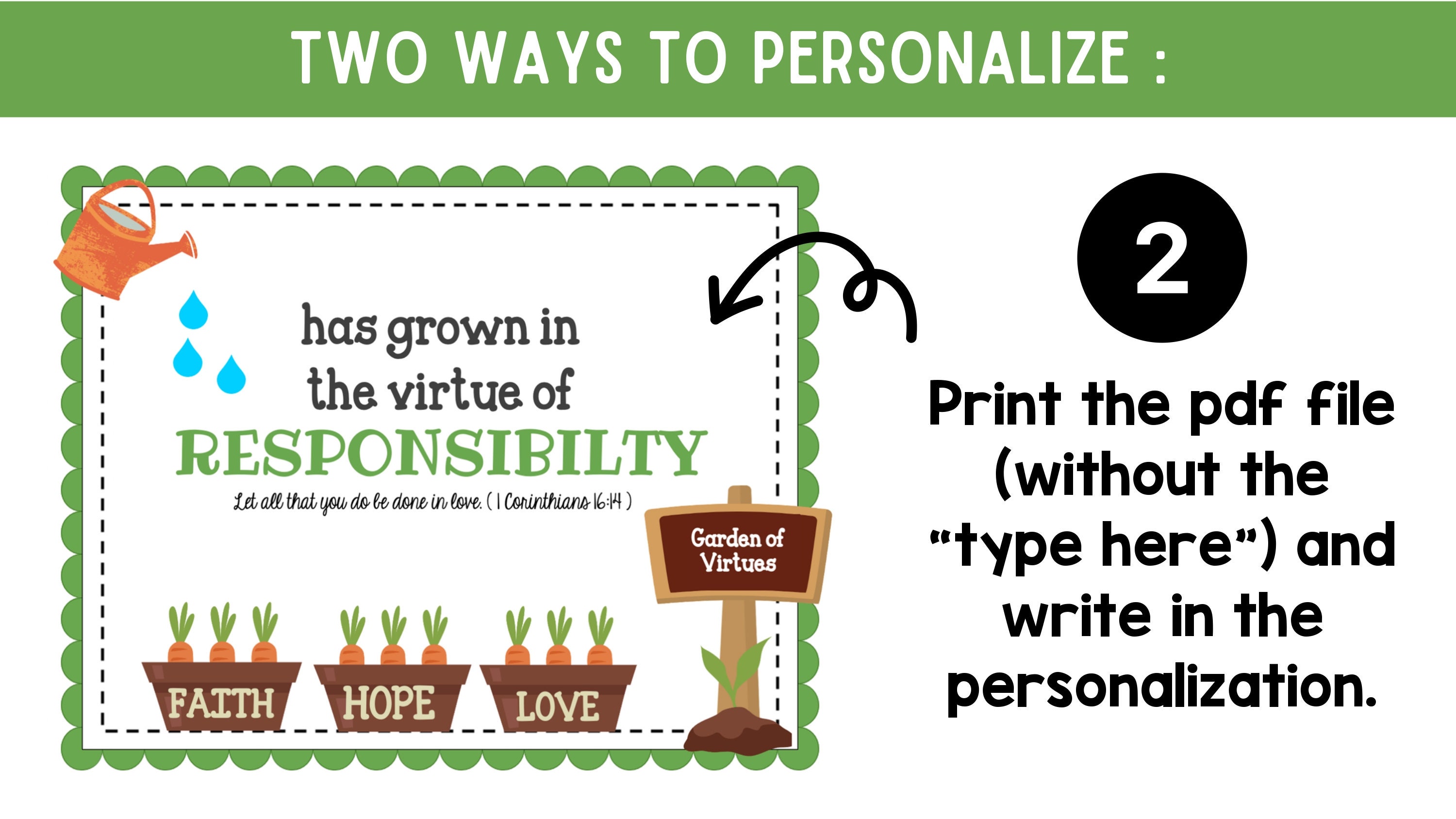 Editable Virtue Awards Christian: Growing in Virtue - Etsy