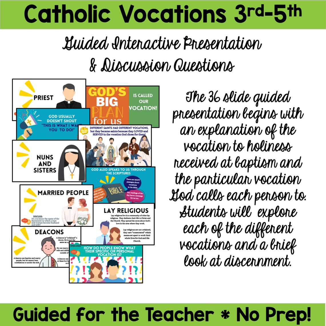 Catholic Vocations Presentation and Discussion Questions for 3rd, 4th ...