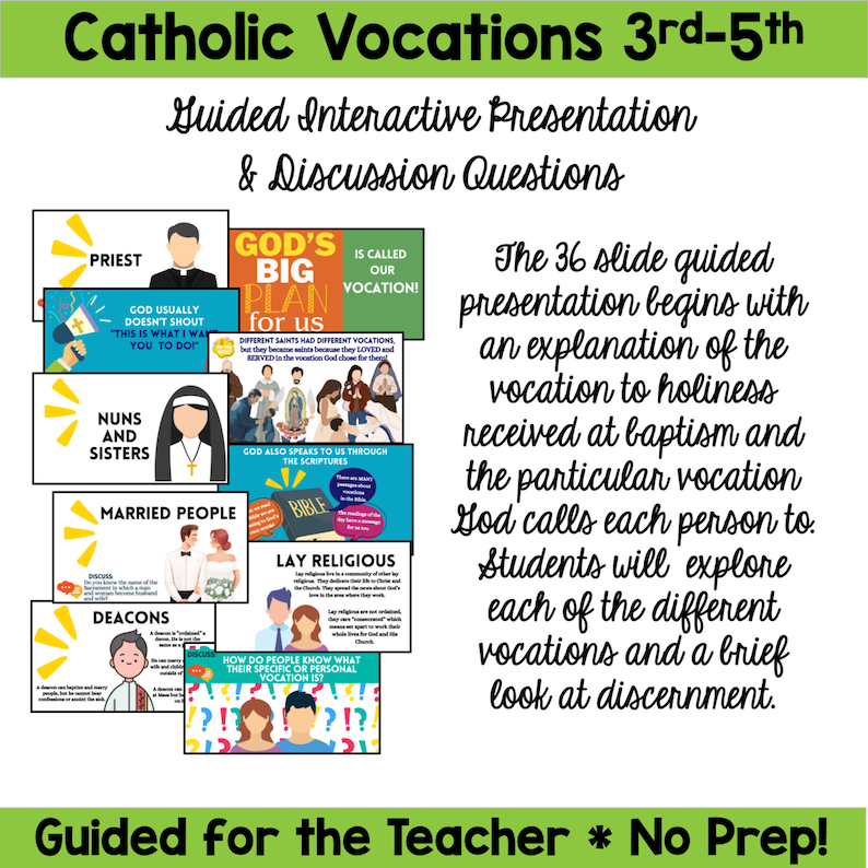 Catholic Vocations Presentation and Discussion Questions for 3rd, 4th ...