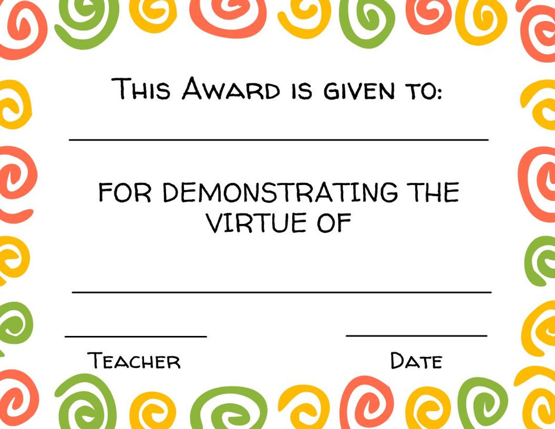 Christian Virtue Bulletin Board and Certificate: Virtue Safari - Etsy