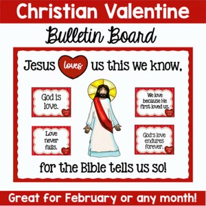 Christian Valentine Bulletin Board, Door Decor: Jesus Loves Us! - Etsy