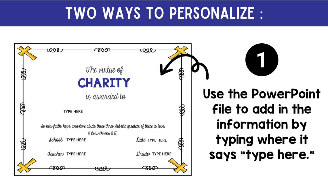 Editable Christian Virtue Awards With Scripture-cross - Etsy