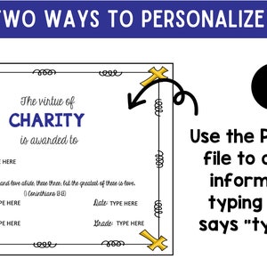 Editable Christian Virtue Awards With Scripture-cross - Etsy