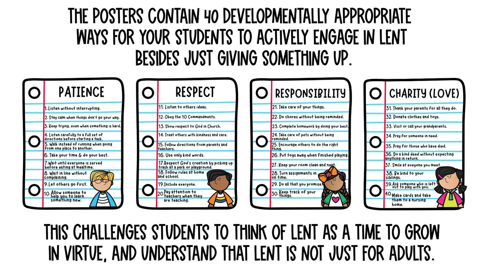 T Bulletin Board: 40 Days & 40 Ways to Grow in Virtue - Etsy