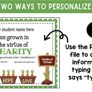 Editable Virtue Awards Christian: Growing in Virtue - Etsy