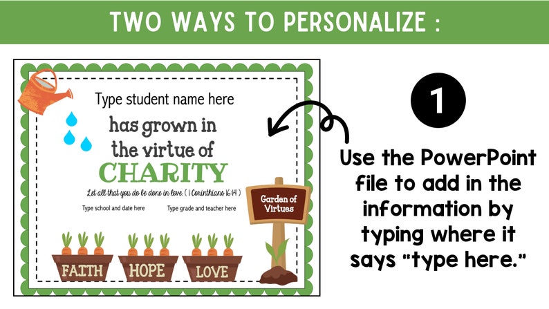 Editable Virtue Awards Christian: Growing in Virtue - Etsy