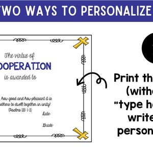 Editable Christian Virtue Awards With Scripture-cross - Etsy