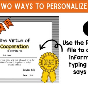 Awards: Editable Christian Virtue Awards With Scripture (yellow and ...