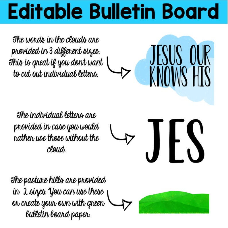 Editable Christian Bulletin Board: Jesus, Good Shepherd (digital ...