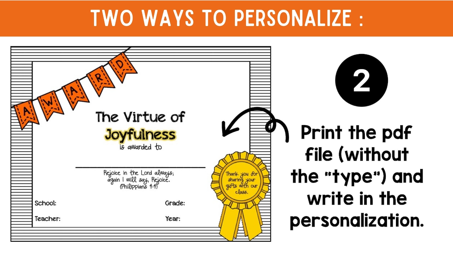 Awards: Editable Christian Virtue Awards With Scripture (yellow and ...