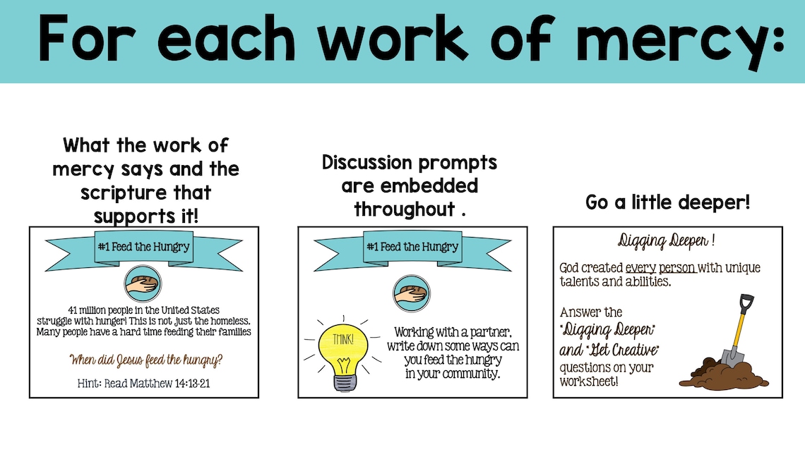 Catholic Corporal Works of Mercy Presentation & Graphic Organizer-lent ...