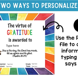 Awards: Editable Christian Virtue Awards With Scripture - Etsy