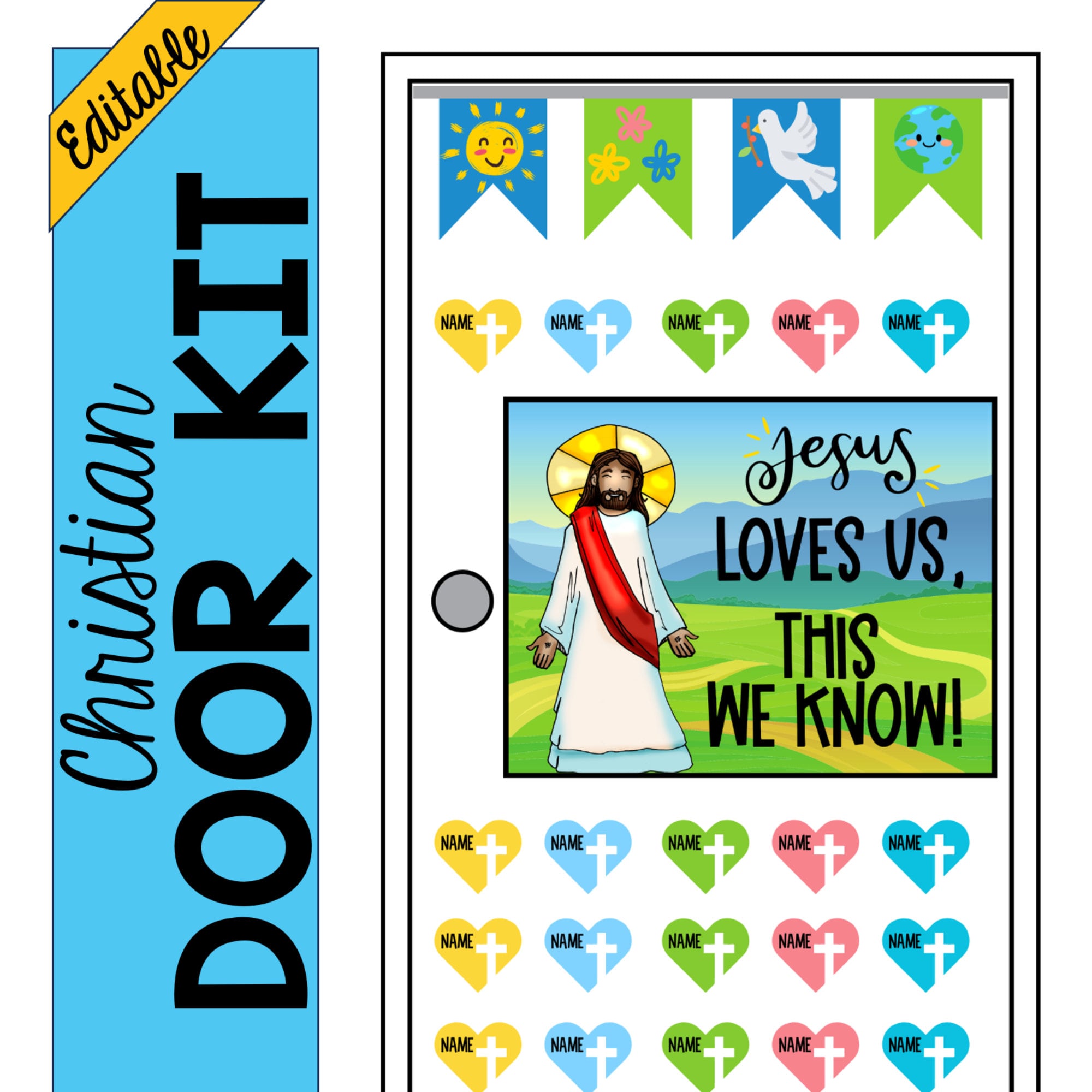 Back to School Christian Door Decoration Kit: Jesus Loves Us - Etsy
