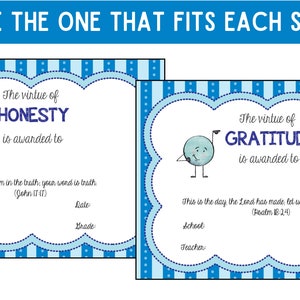 Editable Christian Virtue Awards With Scripture - Etsy