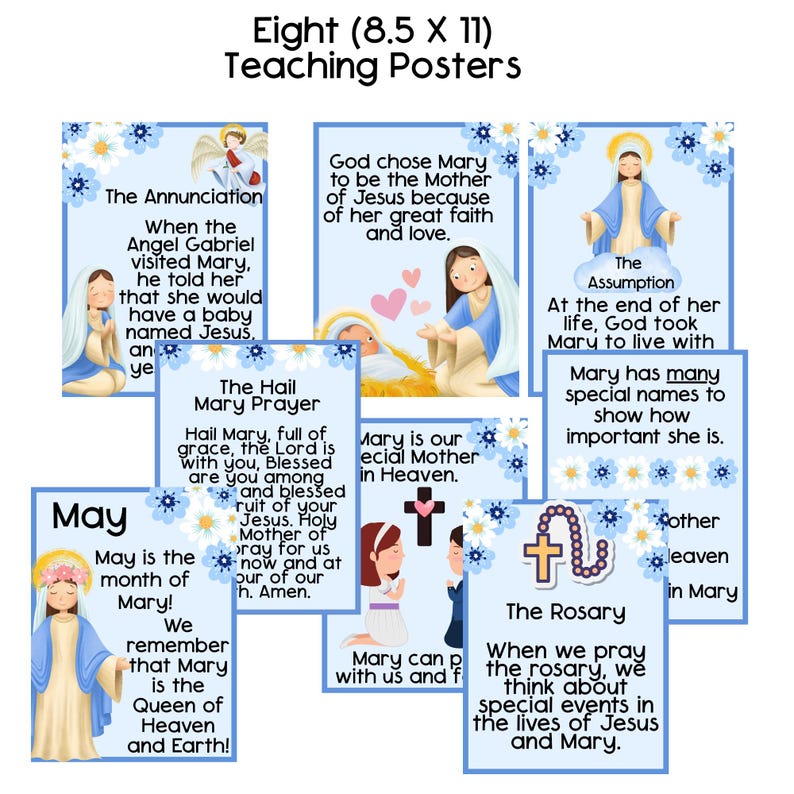 Catholic Mary Bulletin Board Teaching Posters for Younger Students - Etsy
