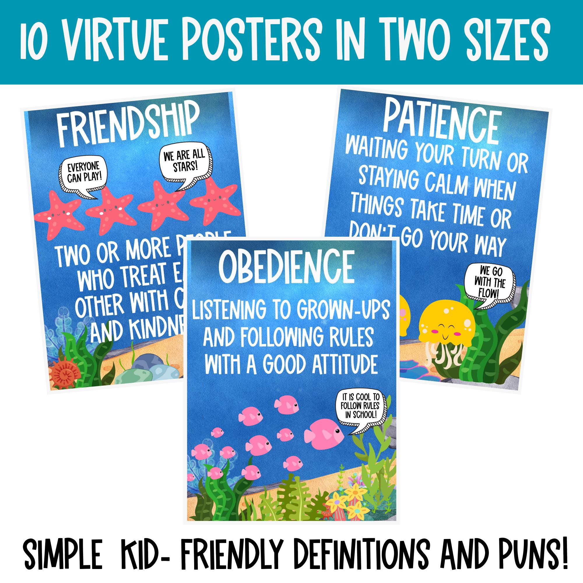 Christian Virtue Bulletin Board and Certificate: Ocean of Virtues - Etsy