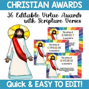 Awards: Editable Christian Virtue Awards With Scripture - Etsy