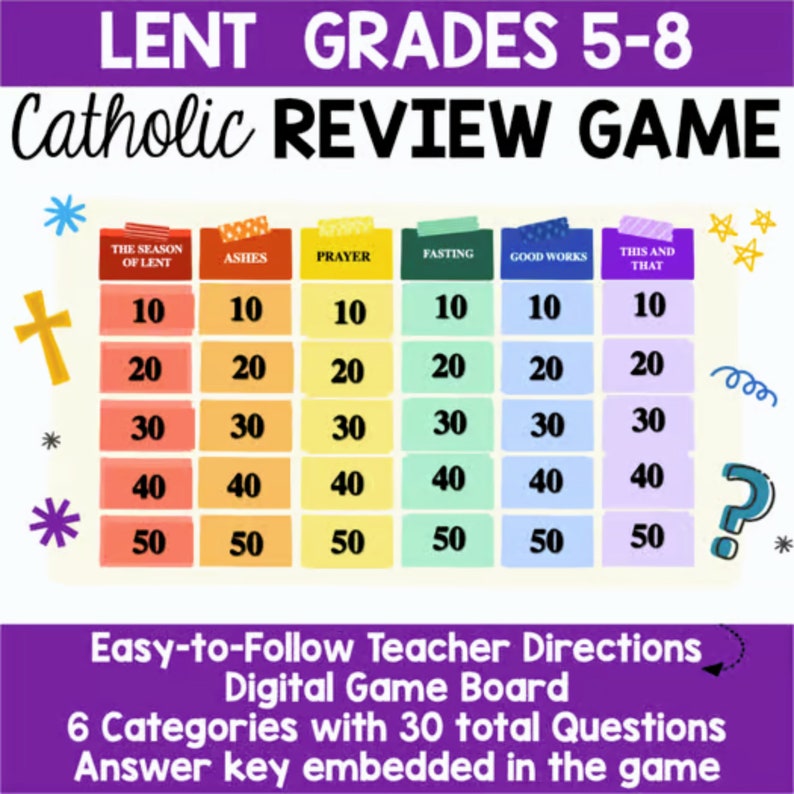 Lent Review Game - Etsy