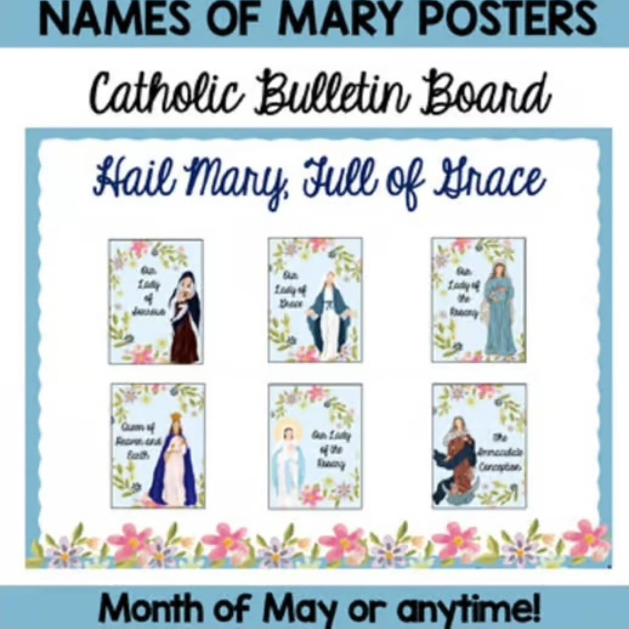 Mary Catholic Bulletin Board Set: Names of Mary Posters - Etsy