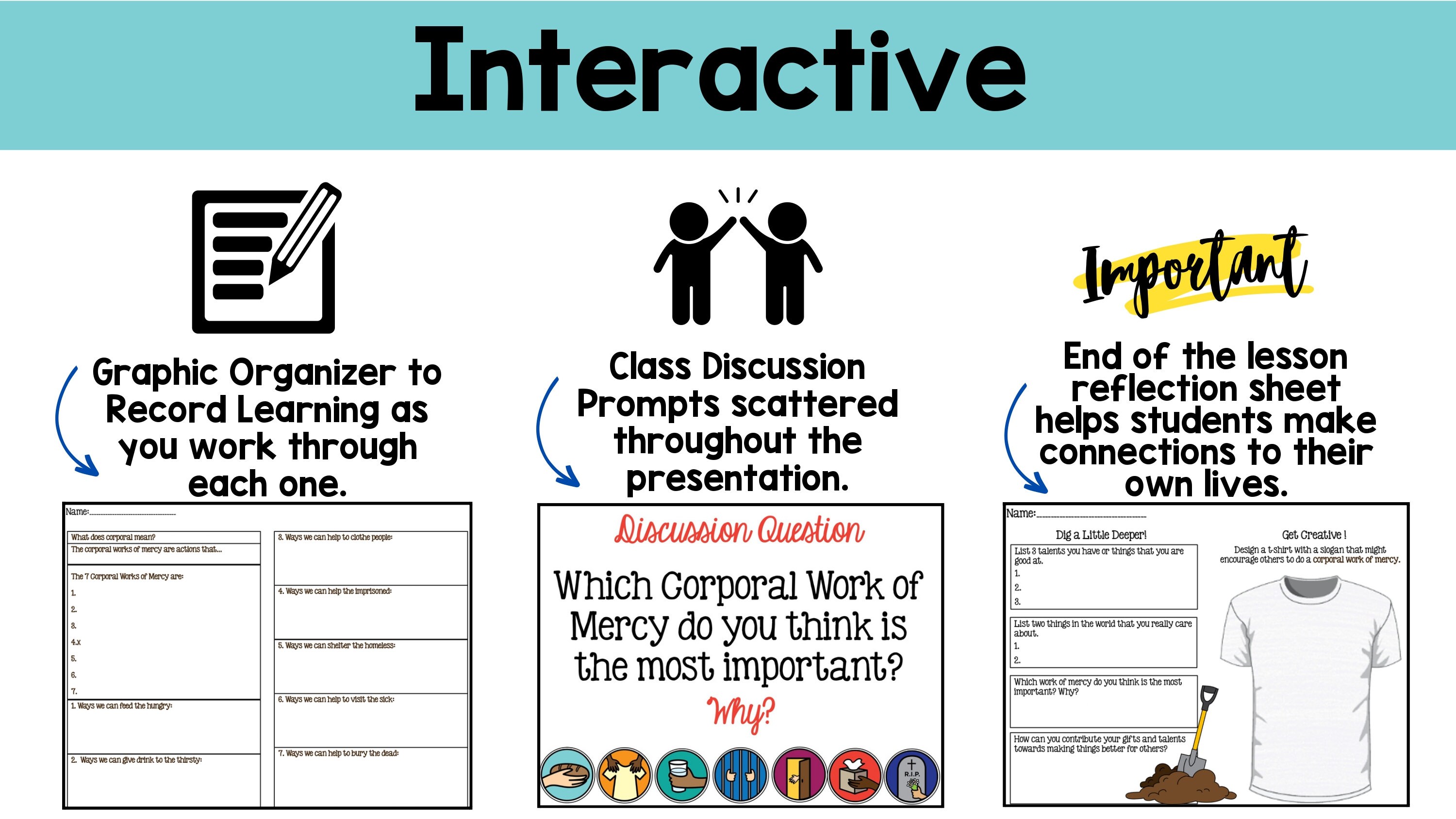 Catholic Corporal Works of Mercy Presentation & Graphic Organizer-lent ...