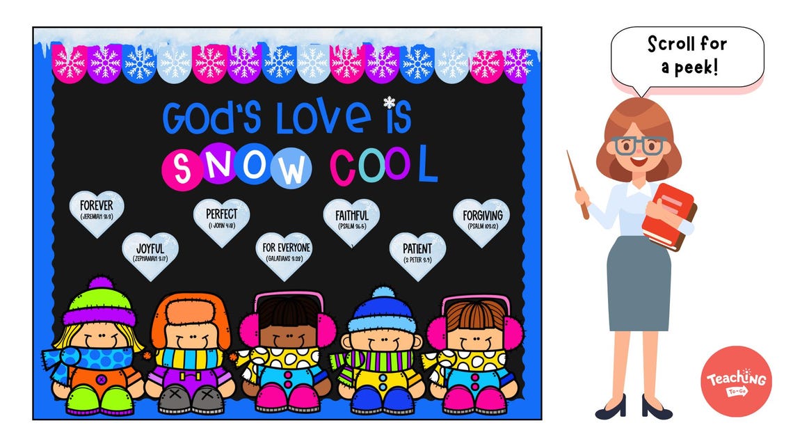 Winter Christian Bulletin Board: God's Love, Classroom Decor - Etsy