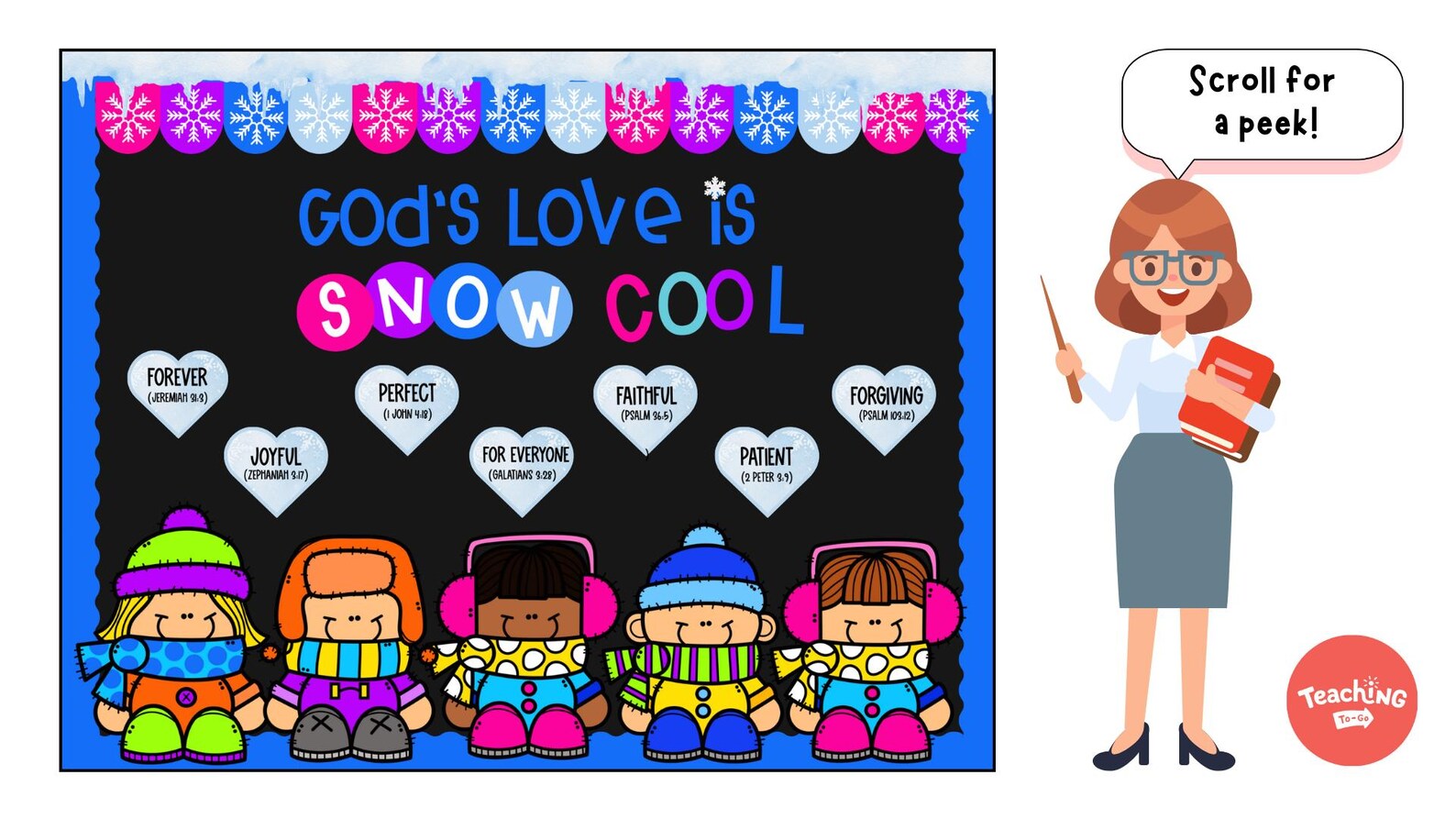 Winter Christian Bulletin Board: God's Love is "snow" Cool! - Etsy